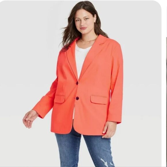 Ava & Viv | Jackets & Coats | Ava Viv Orange Coral Blazer Nwt | Poshmark